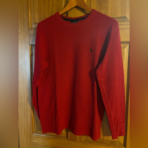 Polo Ralph Lauren | Shirts | Polo Ralph Lauren Red Waffle Weave Long ...